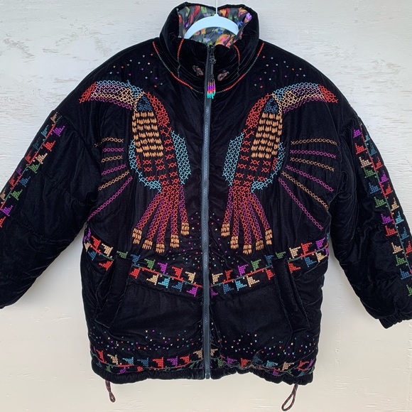FARM Rio | Jackets & Coats | Farm Rio Embroidered Reversible Puffer ...